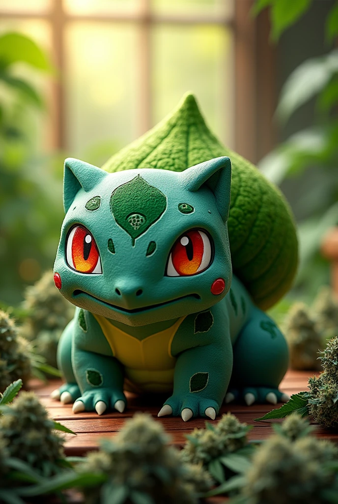 A Bulbasaur made out of marijuana buds., photorealism - SeaArt AI