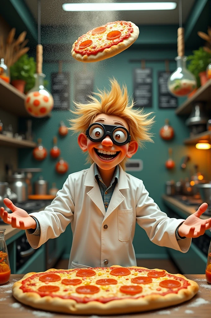 Chick n cheese pizza scientist preparing something special for customer ...