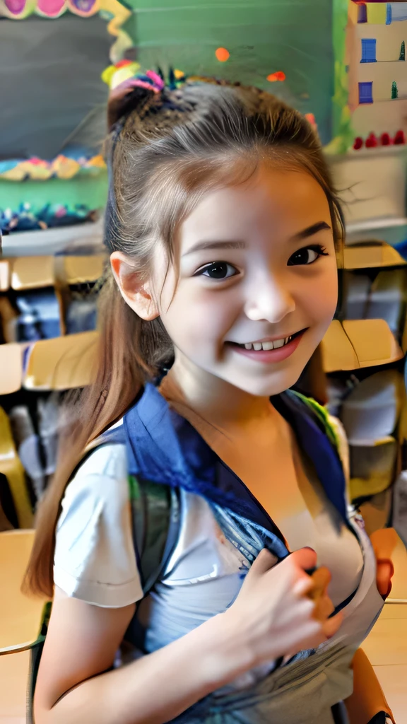 There Is A Young Girl That Is Smiling In A Classroom Seaart Ai
