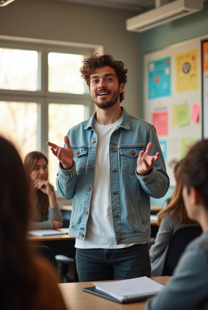 A young man explaining image - SeaArt AI