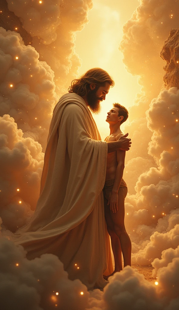 "A majestic and inspiring scene, retratando GOD em um ambiente ...