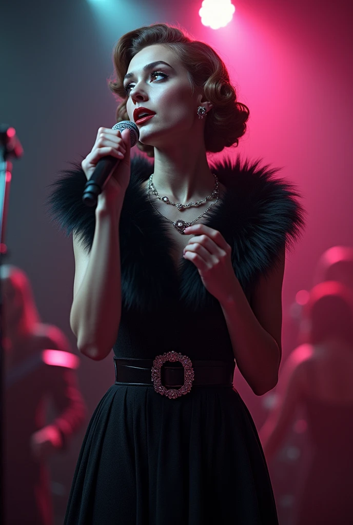 Emo goth 1girl, 1950s, gothic fashion, elegant, flapper dress - SeaArt AI