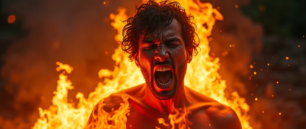 (photorealism:1.2) person on fire 4k, fire pain - SeaArt AI