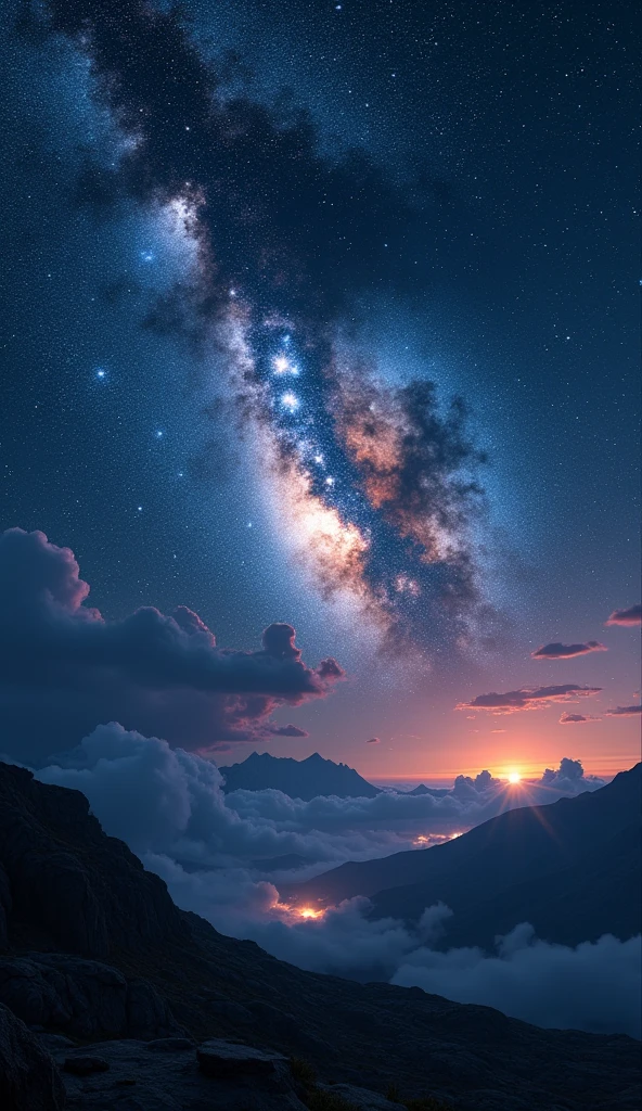 A starry night sky,realistic night sky,detailed stars,glowing stars ...