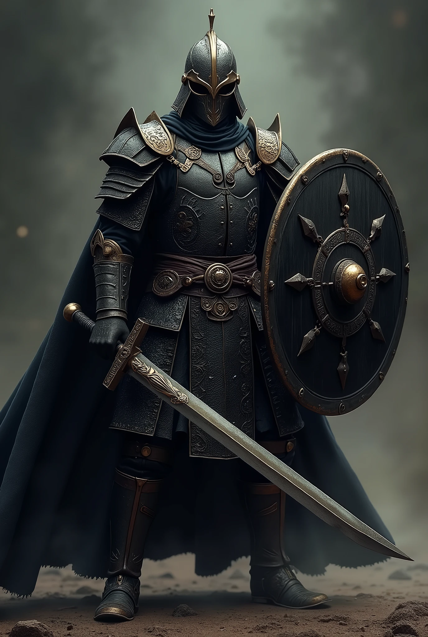 Arafed knight in full armor with a sword and shield - SeaArt AI