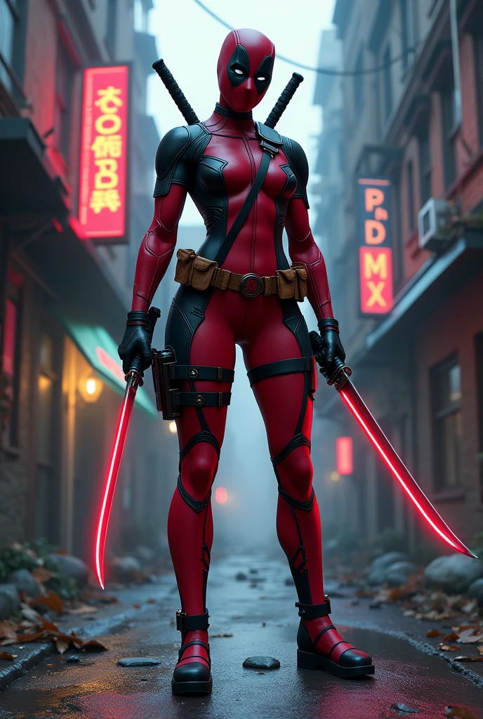 Female Deadpool whose height her 7 feet - SeaArt AI
