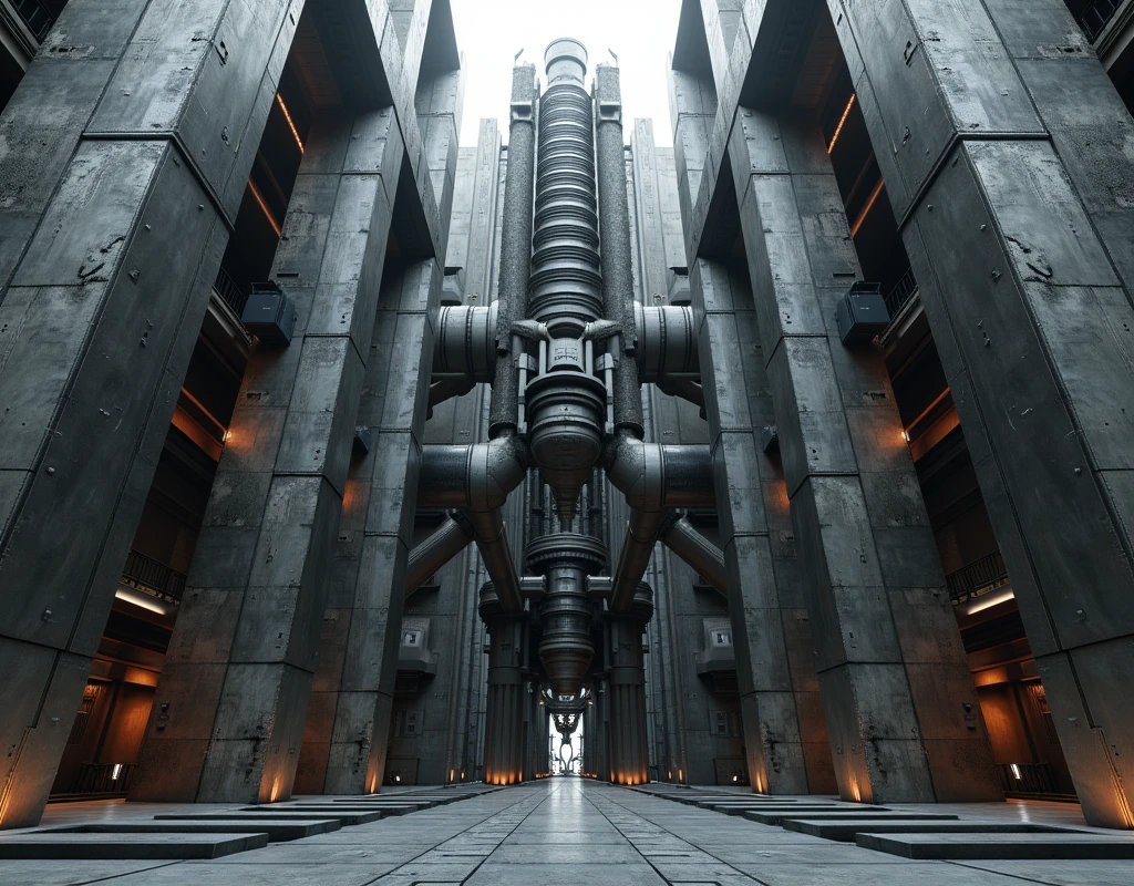 Industrial Symphony: Metallic textures, sharp lines, mechanical ...