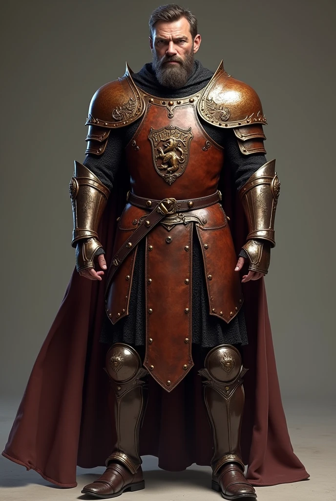 Draw a man dressed in flexible leather armor , with individual plates ...