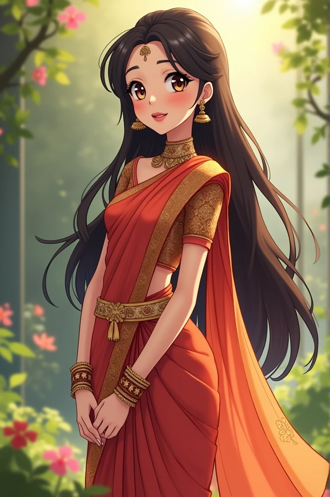 Anime girl ware saree - SeaArt AI