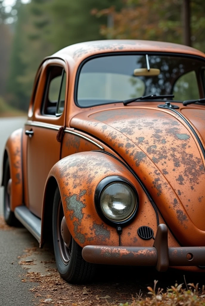 Arafed old car parked on the side of the road, beetle, beetle - SeaArt AI