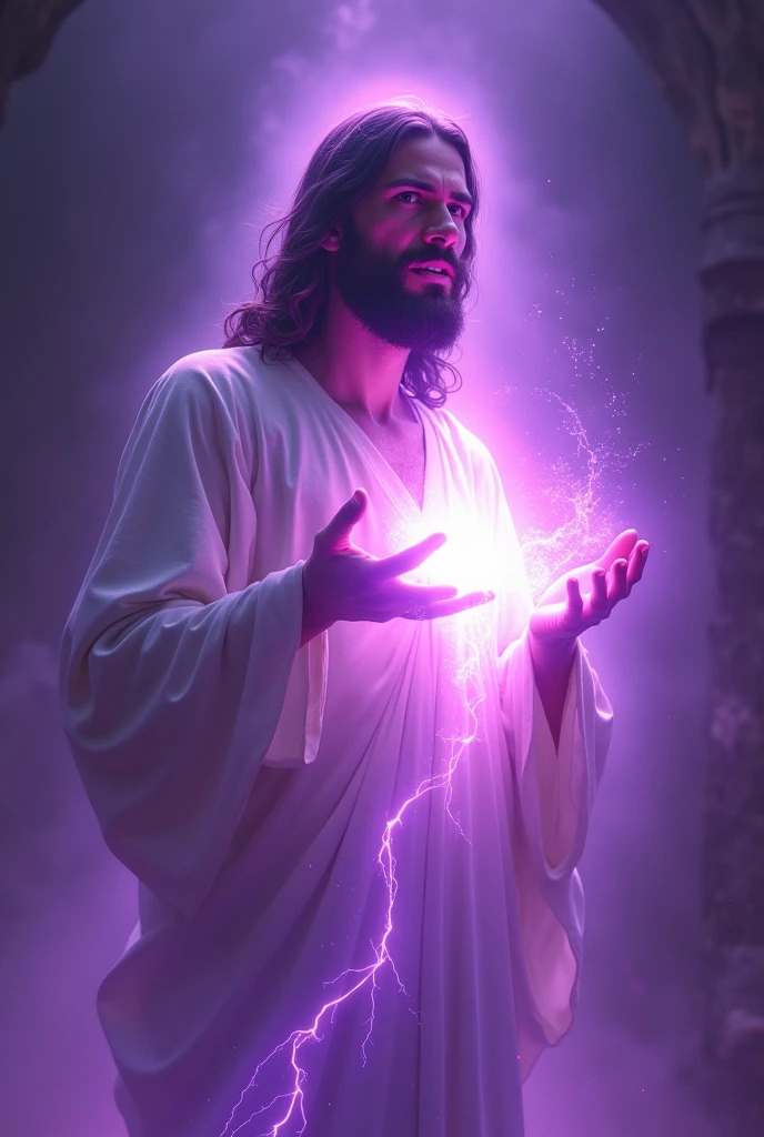 Jesus aura talk, violet inner light - SeaArt AI