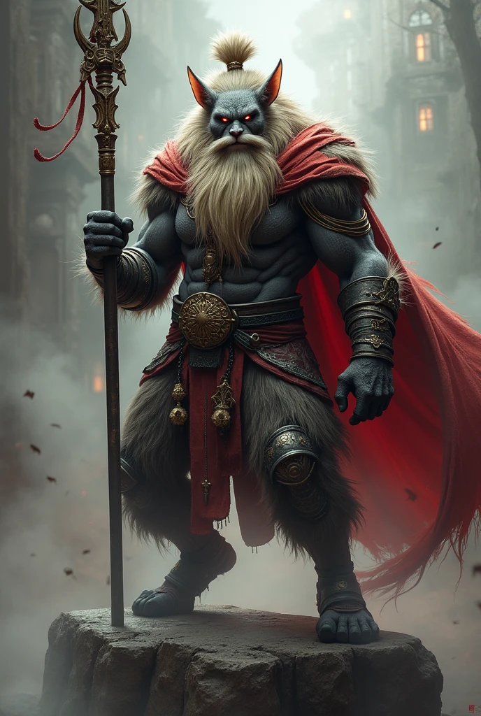 Chinese mythology character, Black myth Wukong, human face, detailed ...