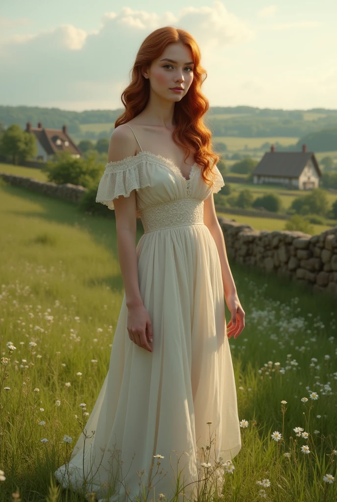 Beautiful British woman, country side - SeaArt AI