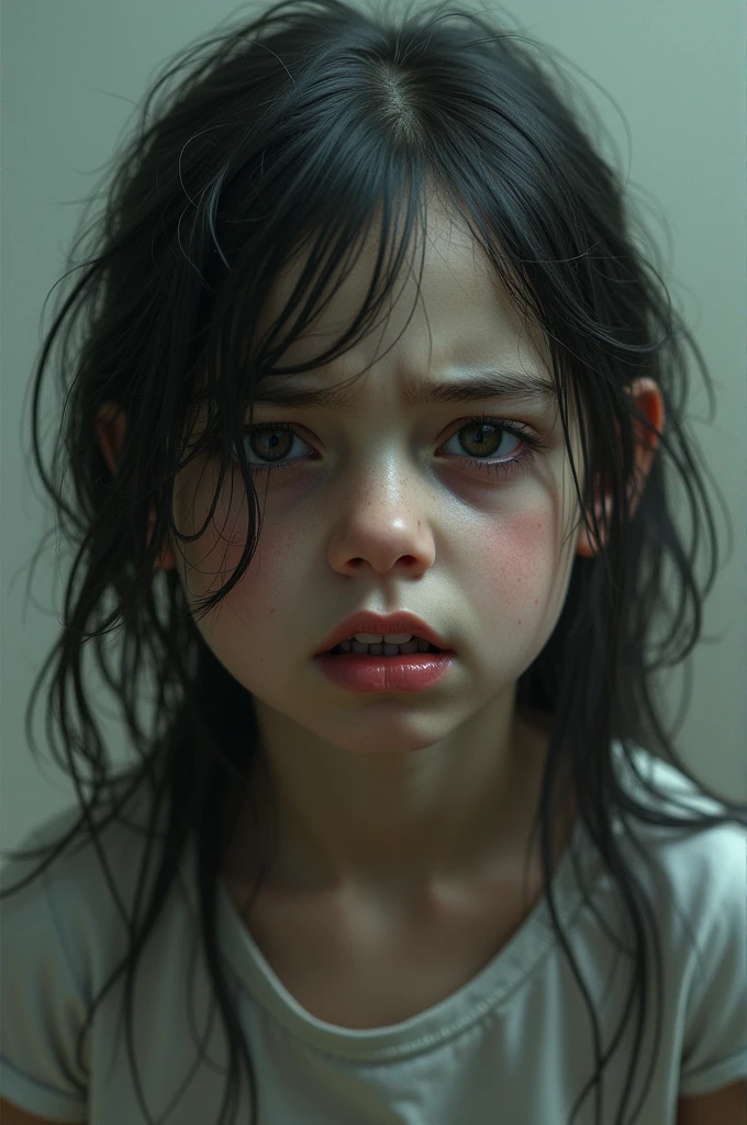 Little scary girl face showing angry and sad but cute and scary - SeaArt AI
