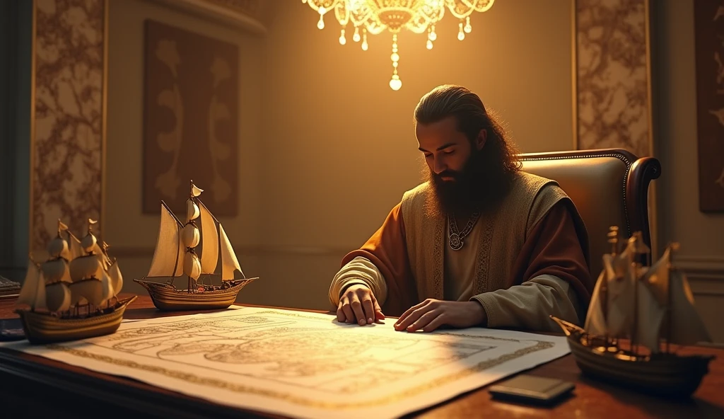 Create a hyper-realistic and mysterious image of Solomon in a luxurious ...