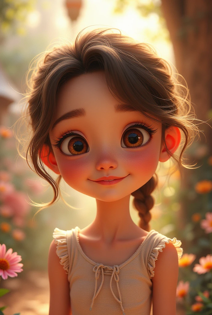 Girl with light brown hair and brown eyes Pixar and Disney - SeaArt AI