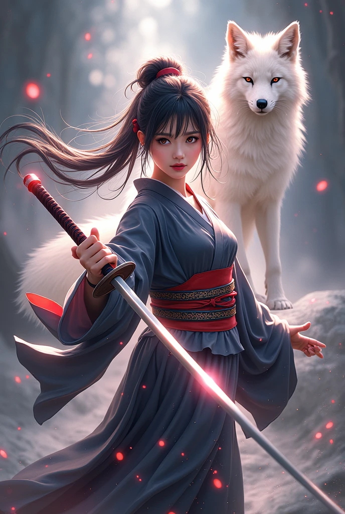 The enigmatic samurai woman (Musashi Miyamoto) wielding a long Japanese ...