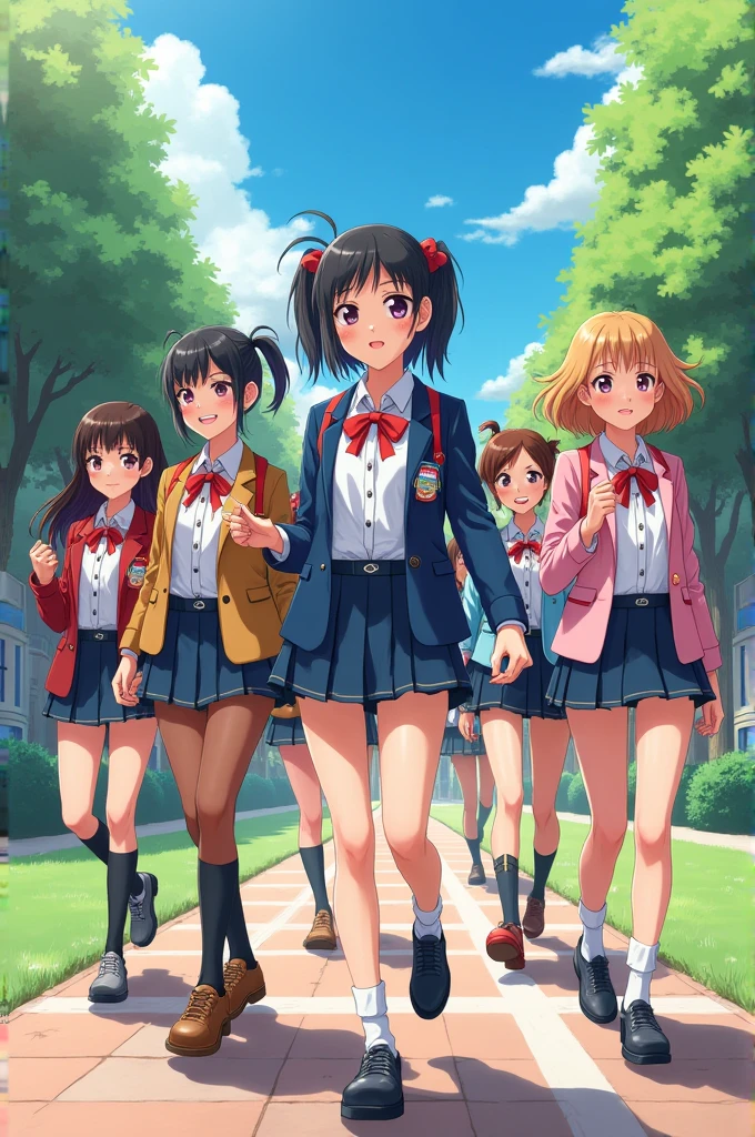 Chindo girls wear funny school uniforms - SeaArt AI