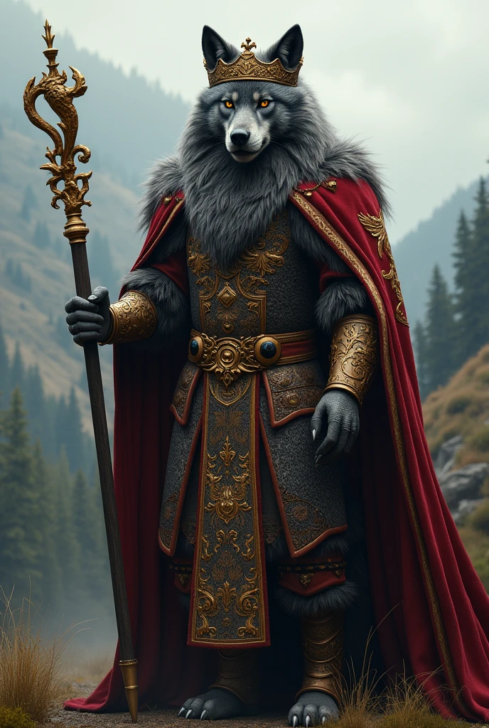Make georgian king with wolf had - SeaArt AI
