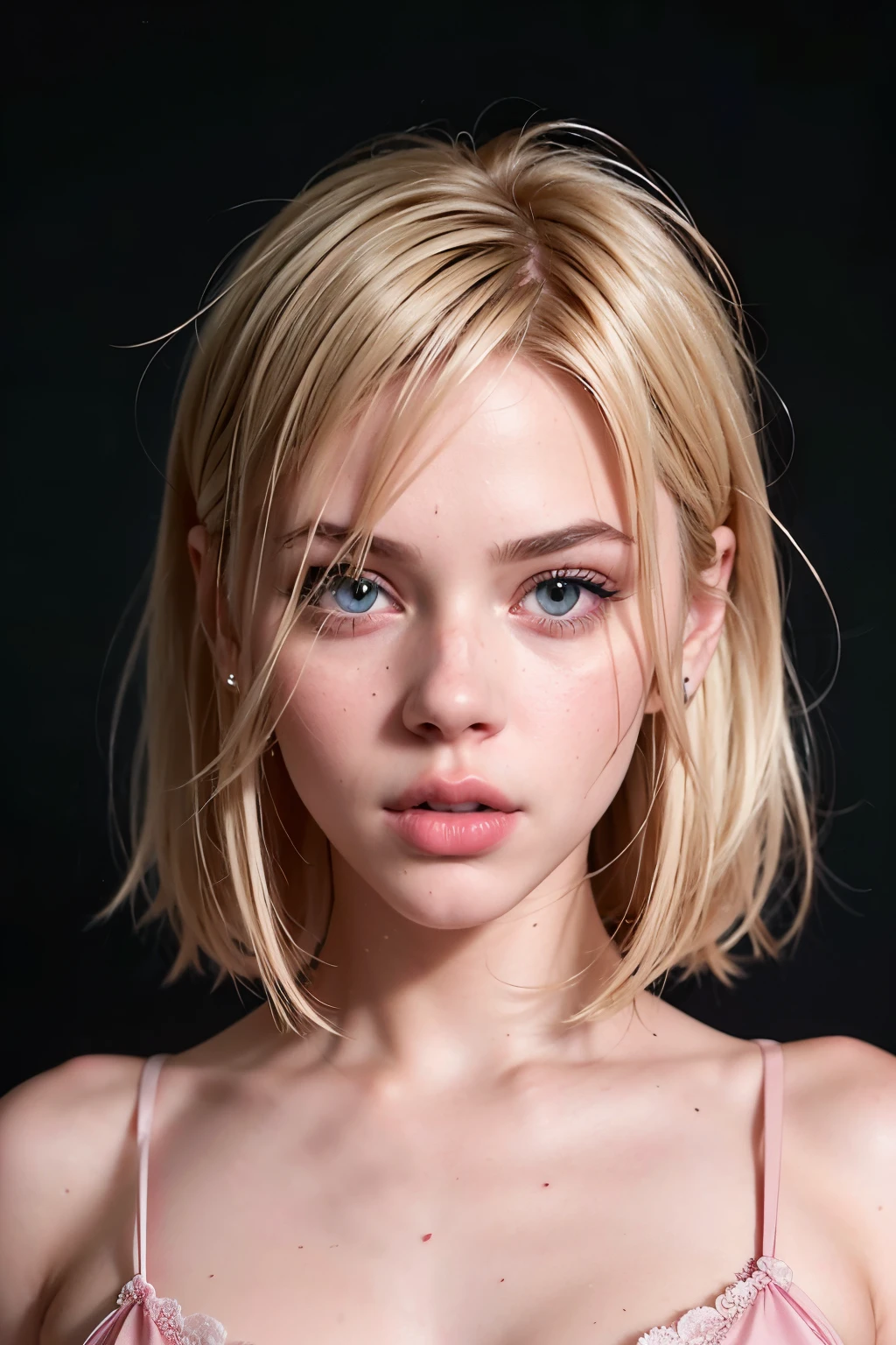 Beautiful blonde girl. perfect blonde hair, short hair. hair falling ...