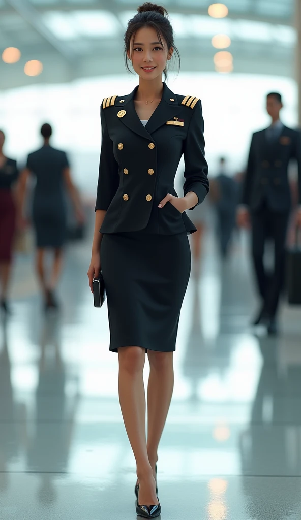 Air hostess girl in a elegant uniform, high heels - SeaArt AI
