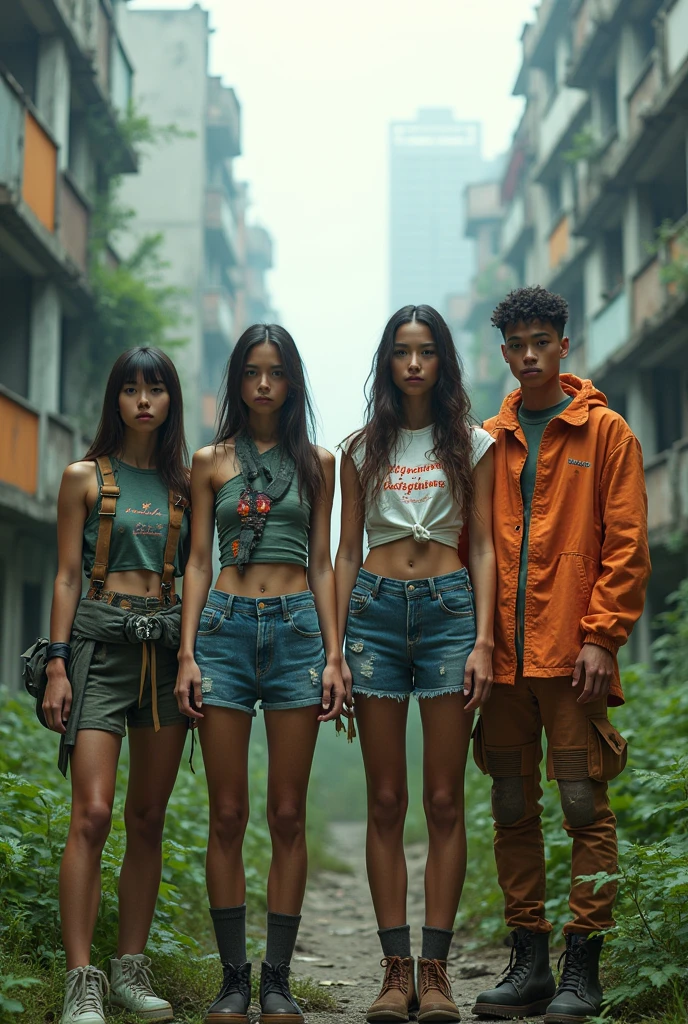 {subject: Four young resistance fighters, two women and two men - SeaArt AI