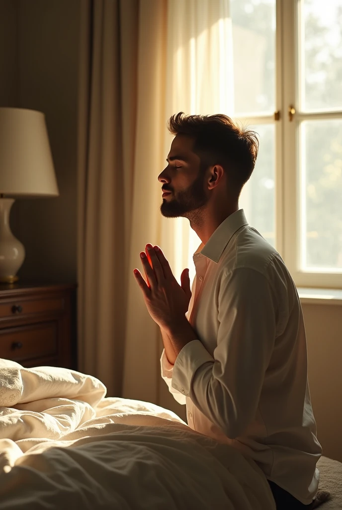 ((Best Quality)), ((masterpiece)), (detailed) A man praying upon ...