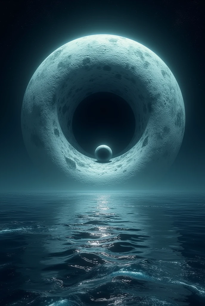 Draw a moon inside a moon with tides - SeaArt AI