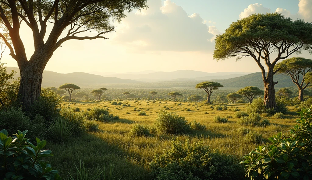 Panoramic view of savannah vegetation without animals. - SeaArt AI