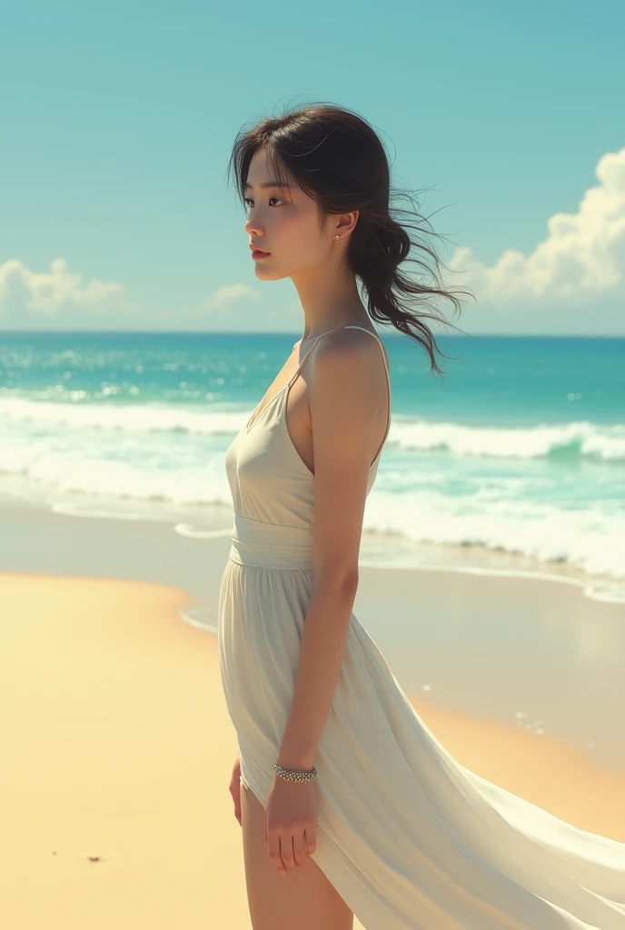 Woman on the beach - SeaArt AI