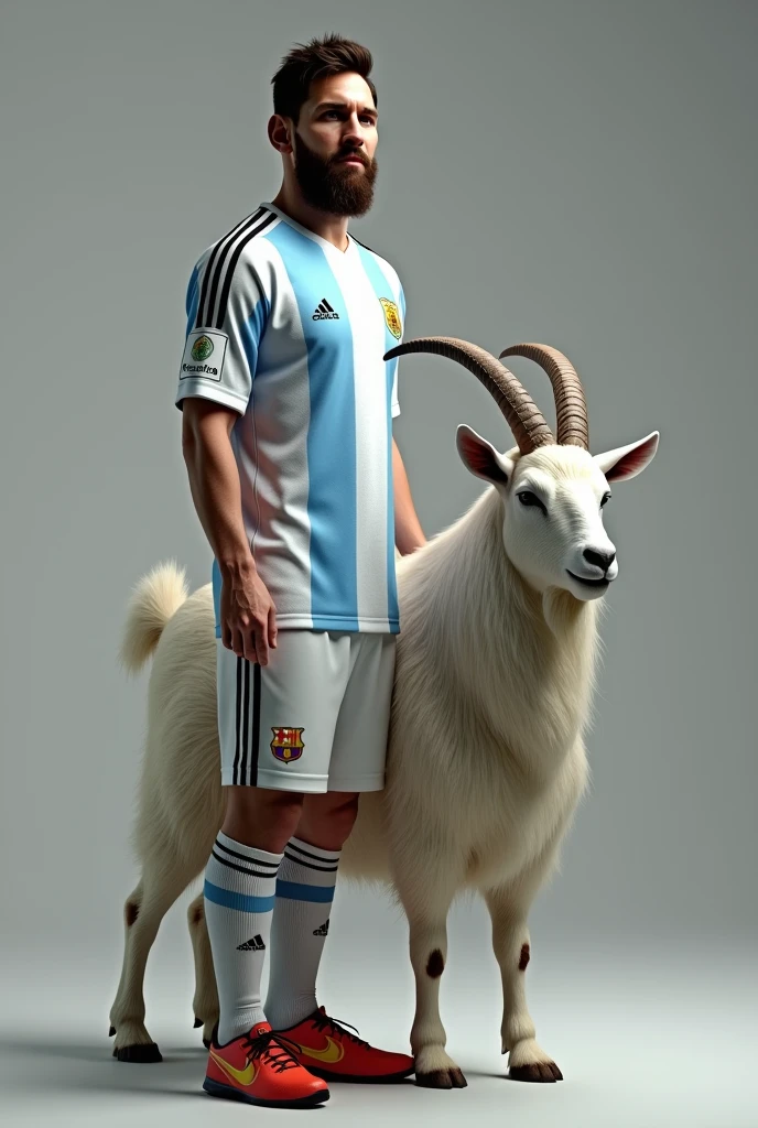 Lionel Messi with a goat - SeaArt AI