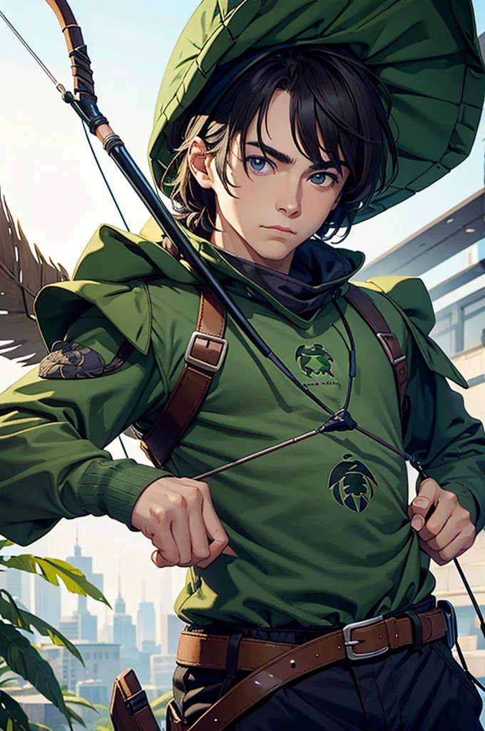 Turtle man wearing turtle armor with bow and arrow - SeaArt AI