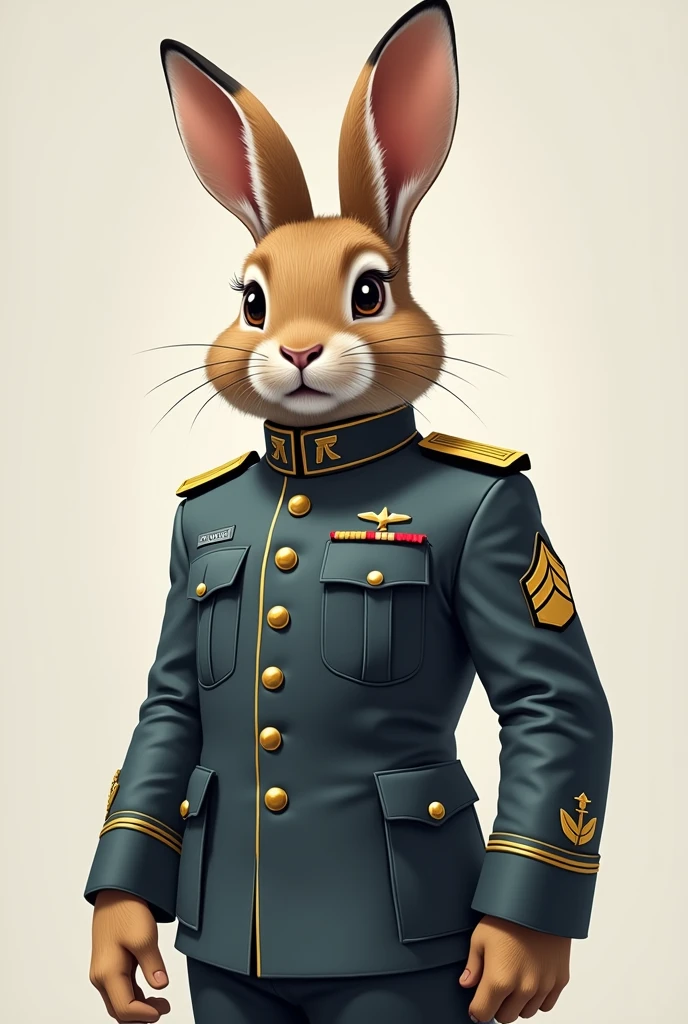 A rabbit with the rank of major in the army, printed on a shirt - SeaArt AI