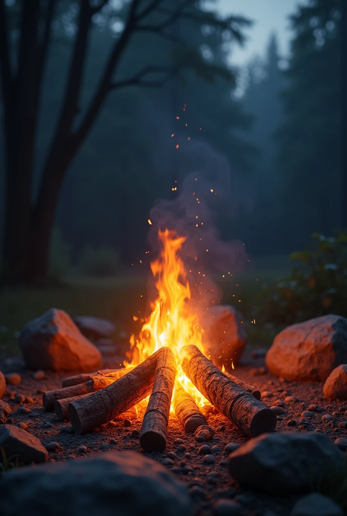 Realistic campfire - SeaArt AI