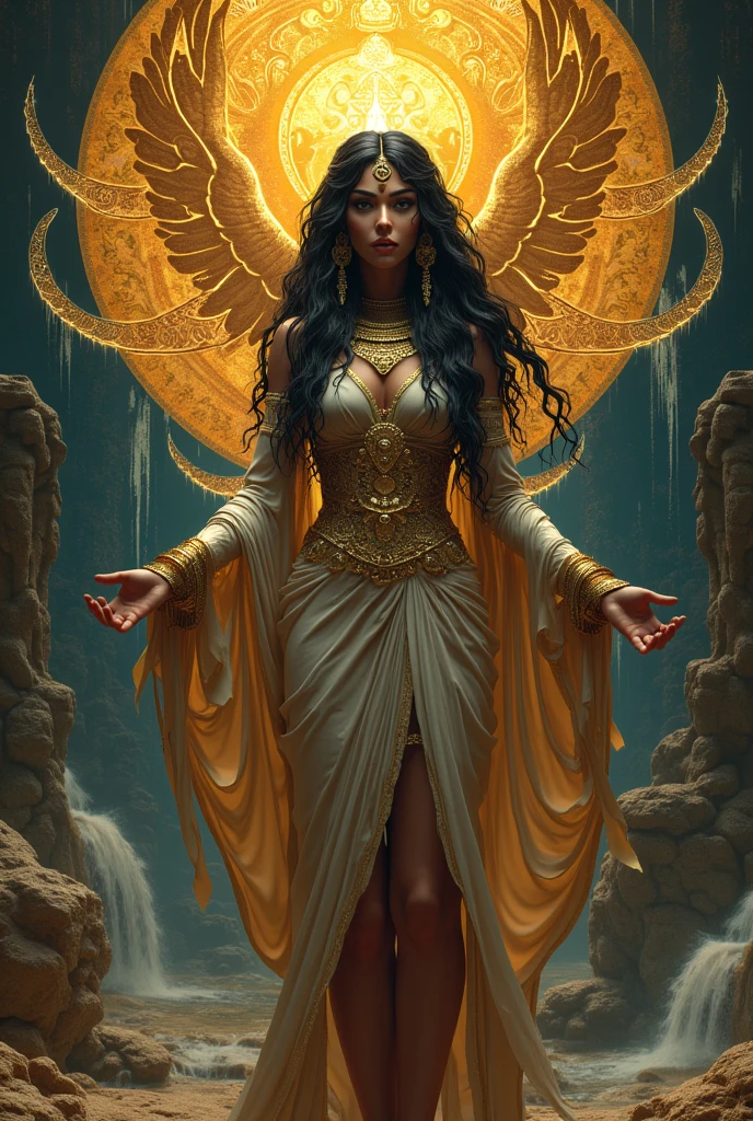 Create an image of Tefnut, the goddess of moisture in Egyptian ...