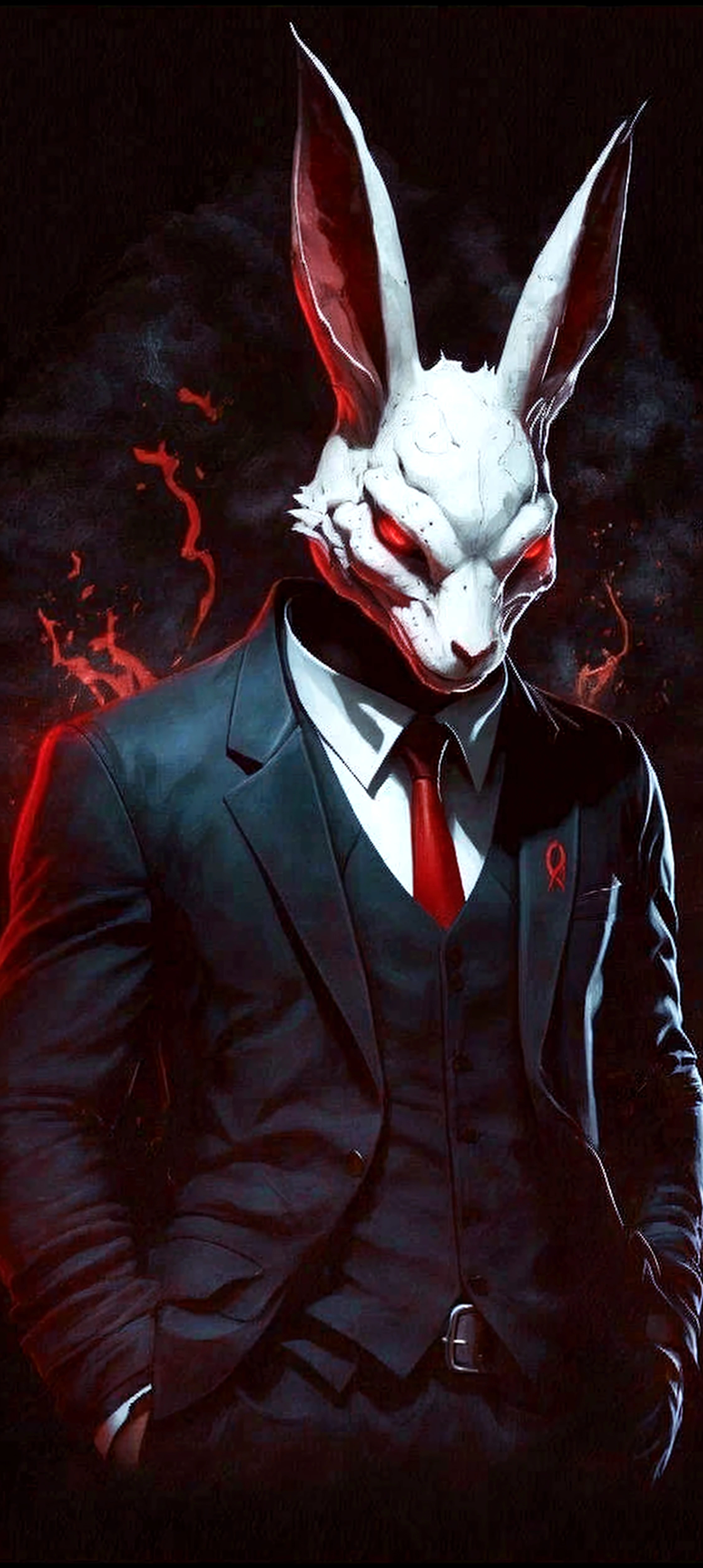 There is a man in a suit and a rabbit mask - SeaArt AI