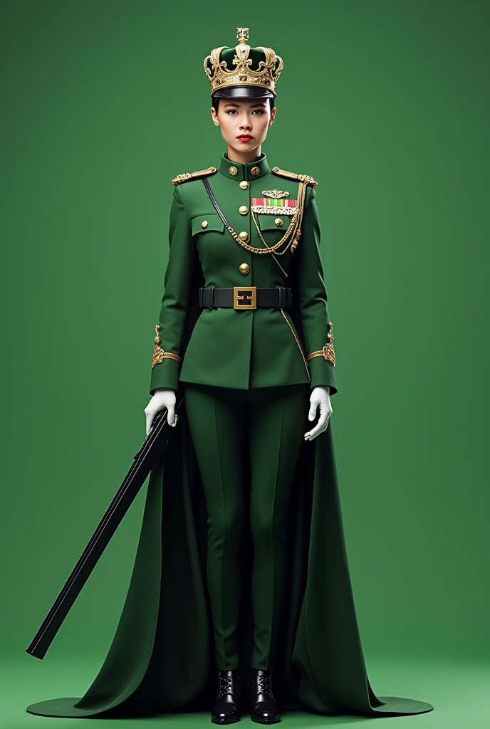 Rear view, Military governor general standing with handed long shot gun ...