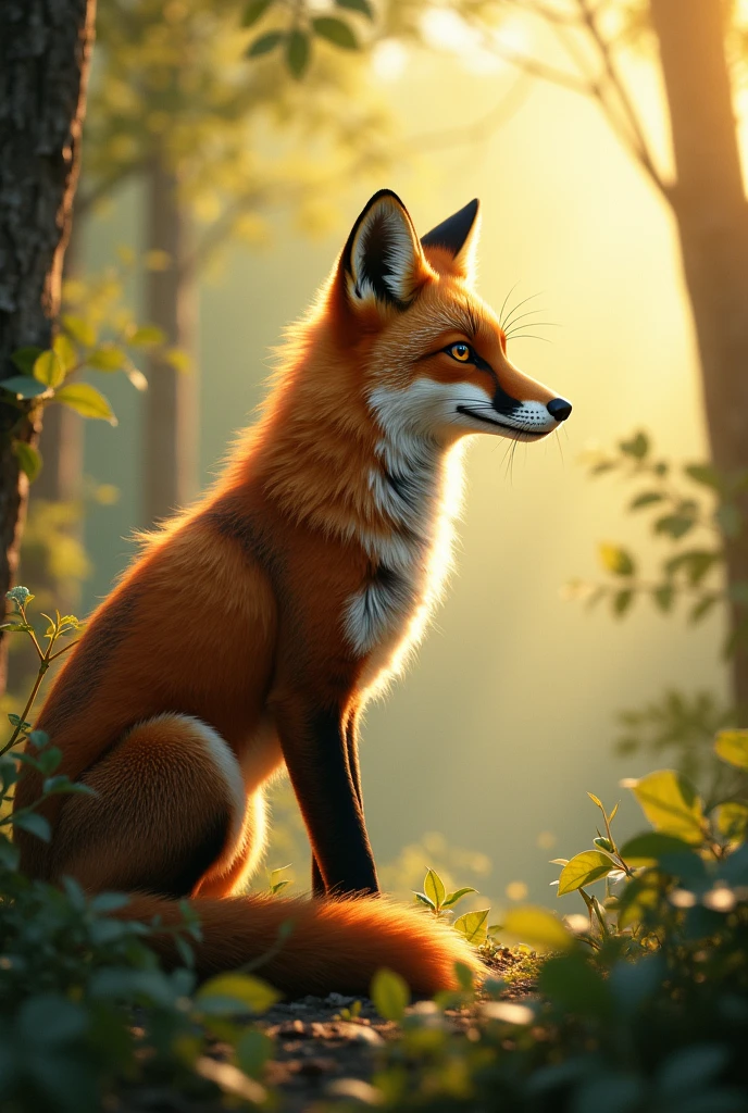 A brown fox getting up in the morning,getting ready to go hunting ...