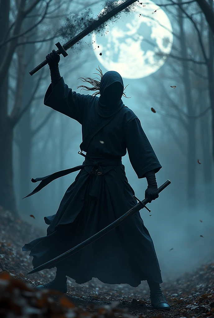 A samurai ninja fighting with his black fire sword - SeaArt AI