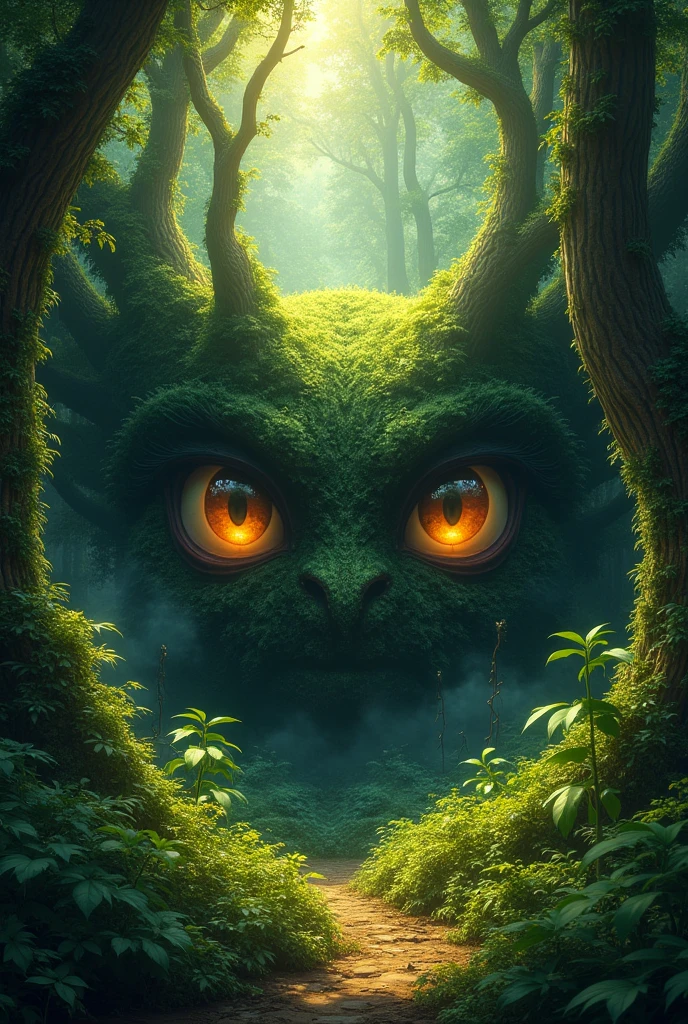 Forest with 2 eyes looking deep inside - SeaArt AI