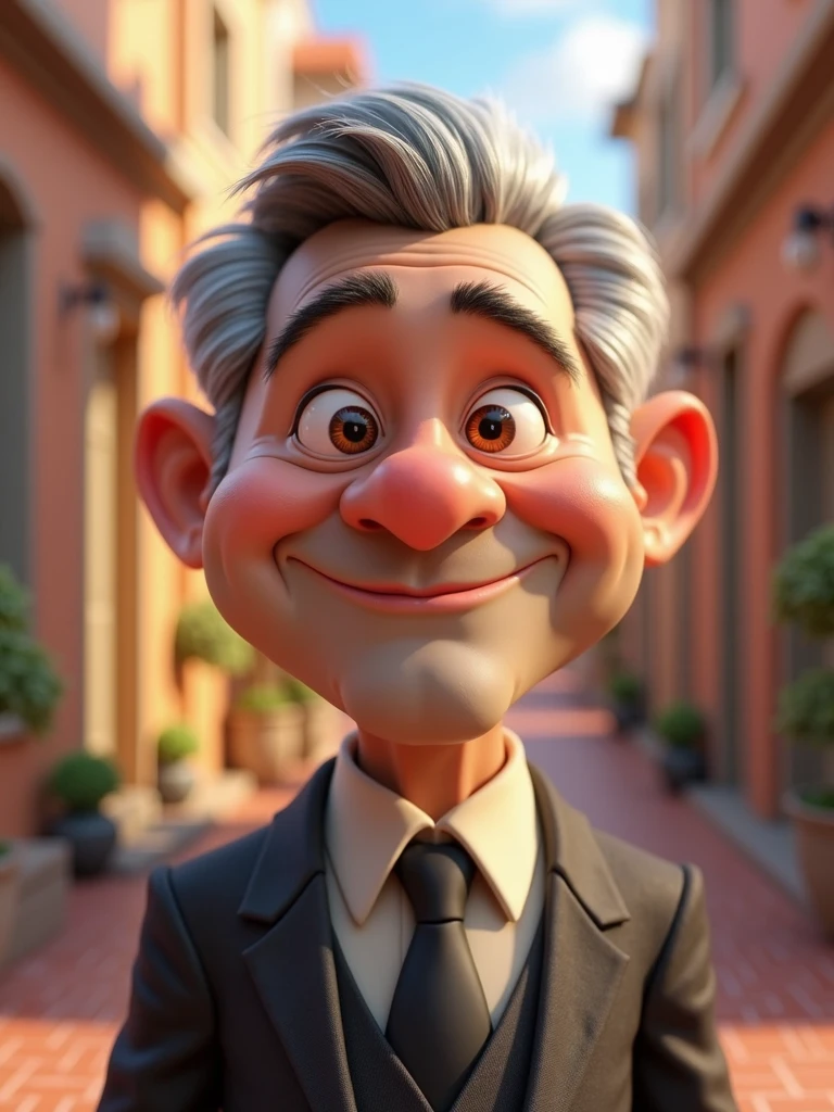 Create a Disney Pixar-style, 3D character of a 6 man, brown eyes ...