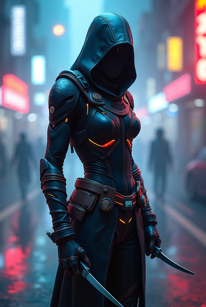 An assassin from the assassin's creed saga, but with a futuristic ...