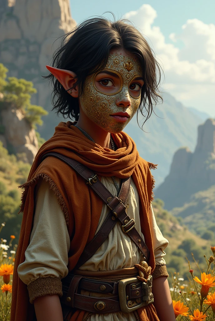 An 1 teenager, naughty man, medium black hair, eyes browns, medieval ...