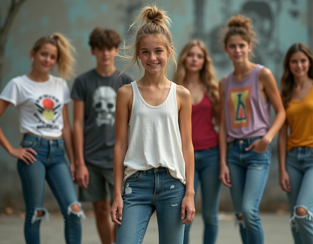 Photo of a teenage girl in skater fashion and her male and female ...