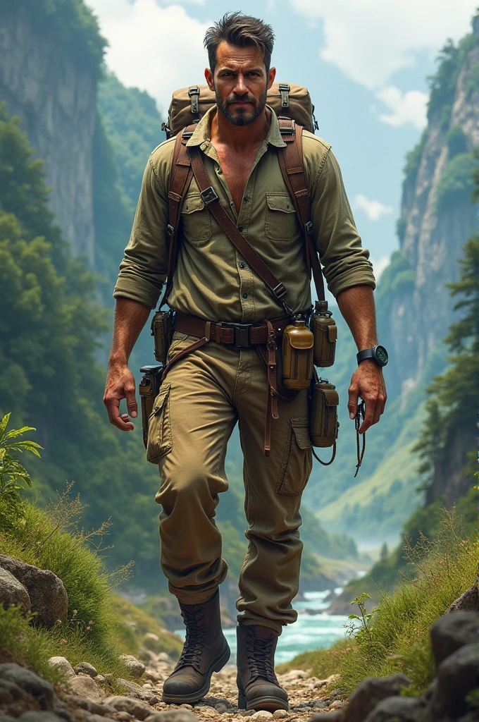 Draw a nice, skinny male character with an explorer vibe. - SeaArt AI