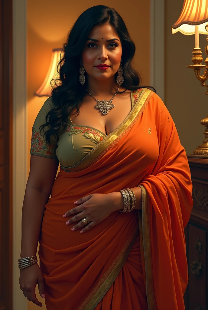 Indian big ass aunty saree with blouse nude - SeaArt AI