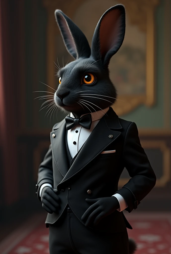 Black rabbit fancy suit - SeaArt AI