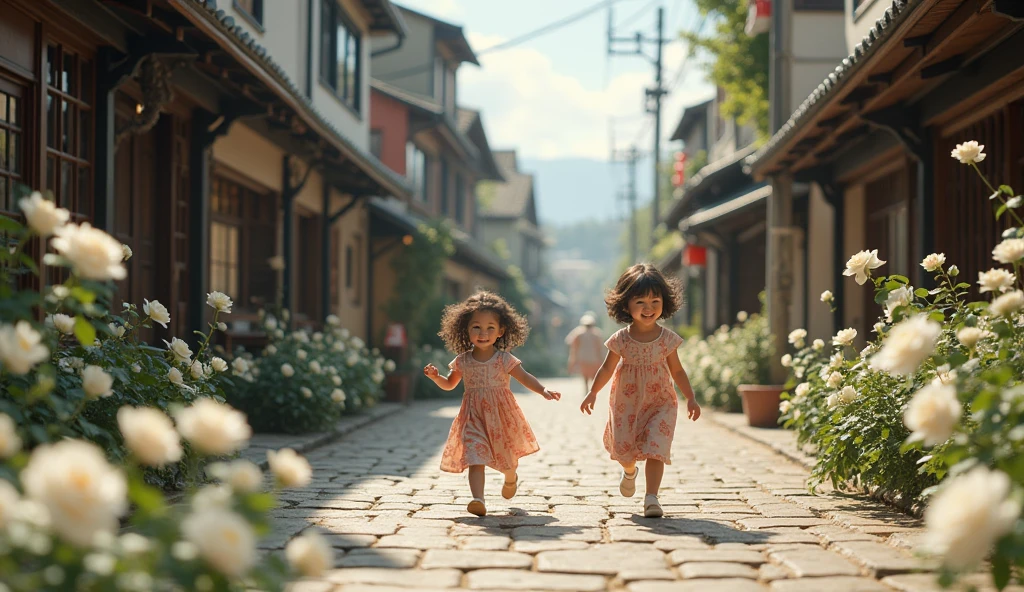 1890; (masterpiece, best quality) pacific city(Tokyo) roses white on ...