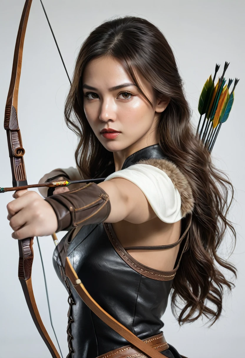 Warrior woman full body bow and arrow realism richness of details ...