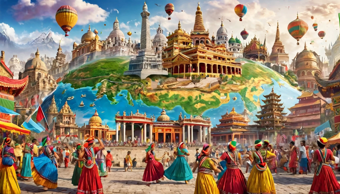 A stunning and realistic 8K image showcasing the cultural richness of ...